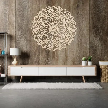 Dřevěná nástěnná dekorace mandala květina I SENTOP PR0252