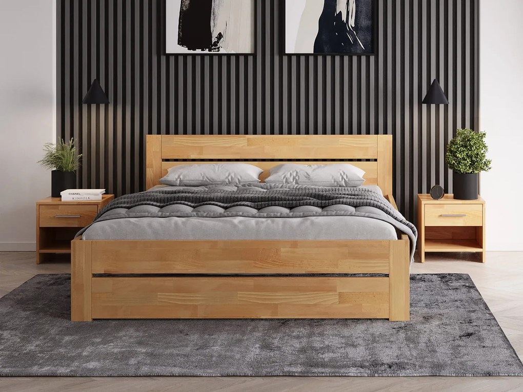 Vysoká postel z bukového dřeva 160x200 cm Bilbao