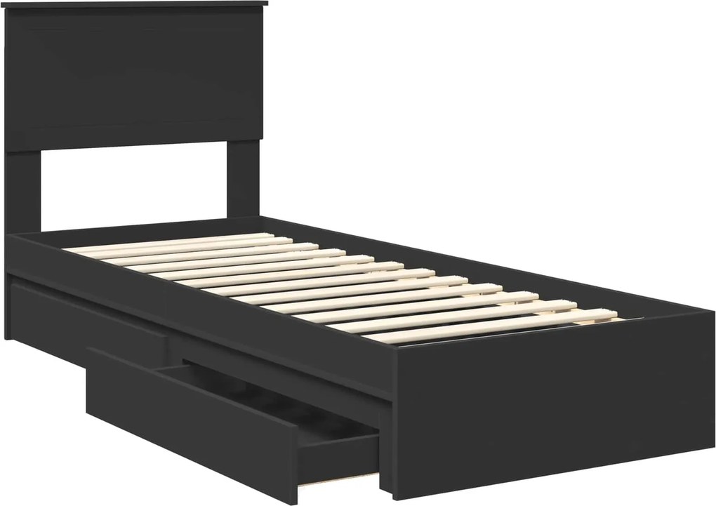 Postel s úložným prostorem Černá 75 x 190 cm Kompozitní dřevo 3410848