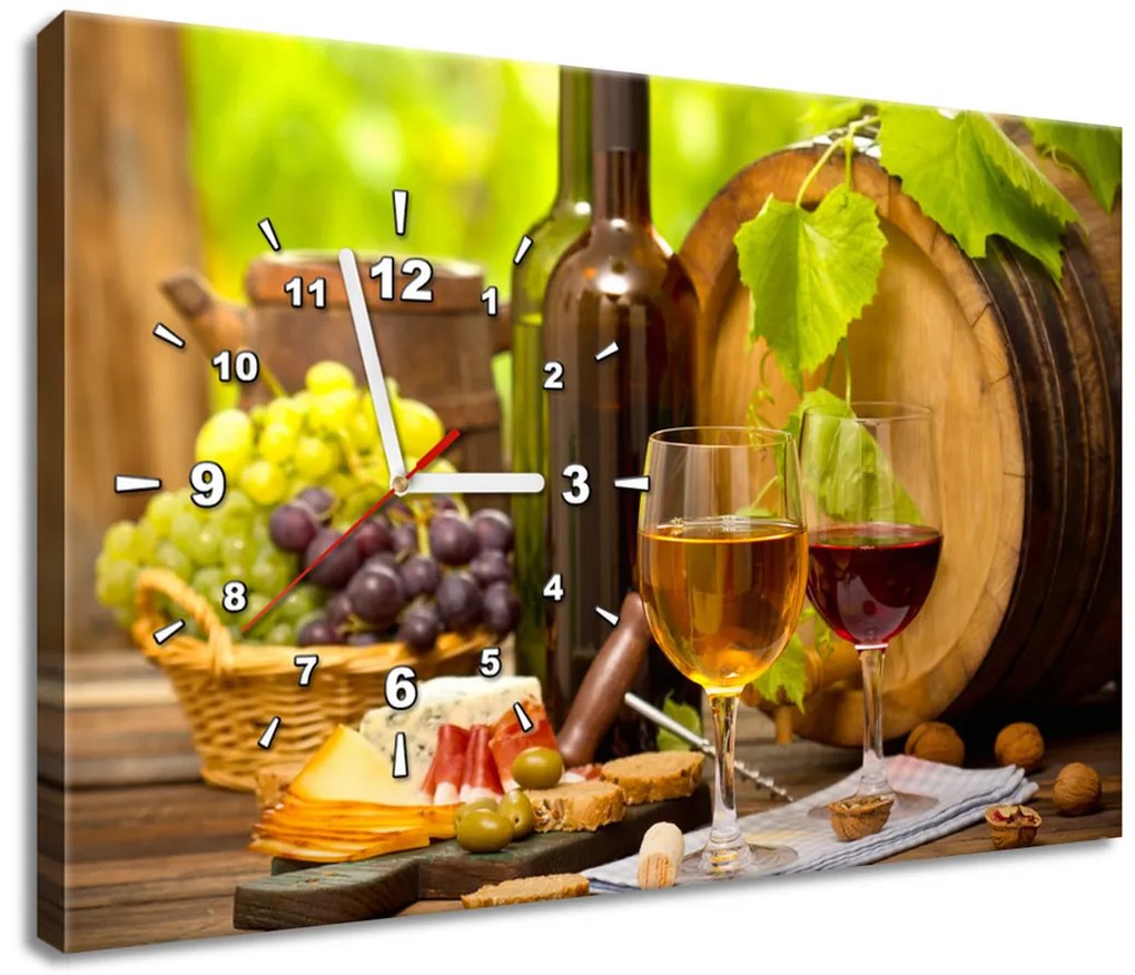 Gario Obraz s hodinami Červené a bílé víno Rozměry: 30 x 30 cm