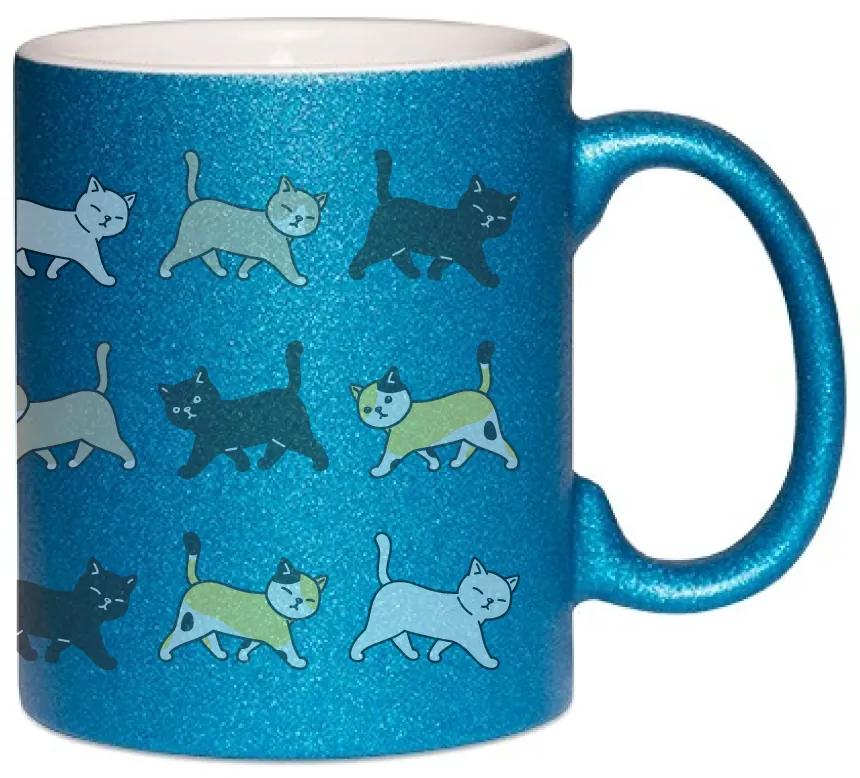 Ekomazlíček Třpytivý hrnek CAT WALK Barva hrnknu: Tmavě modrá