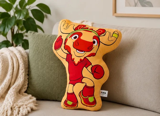 polštář, dekorativní, maskot MS 2026 Maple, 60x40 cm, polyester/látka, tématika MS 2026, Dekorino PD20260004