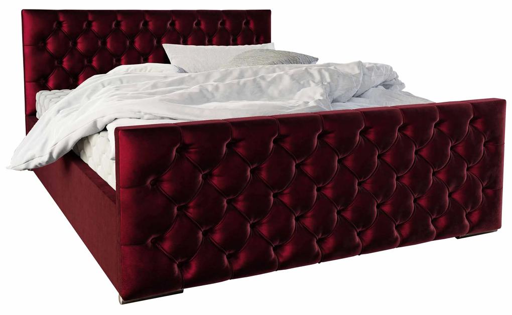 Manželská postel 180 cm Velva (bordó) (s roštem a úložným prostorem). 1047187