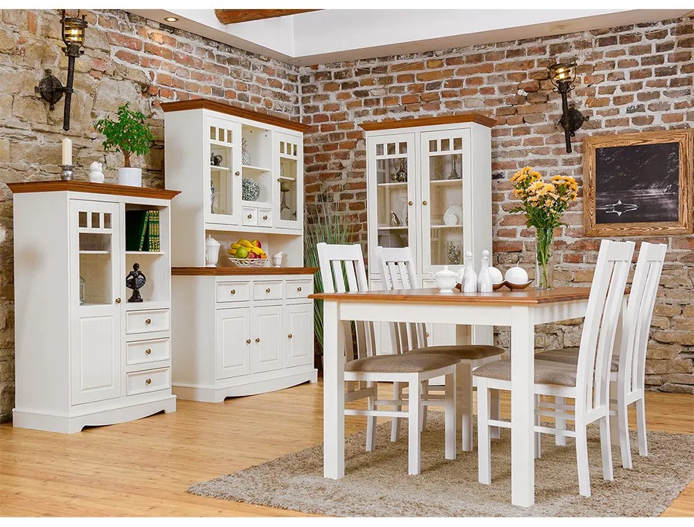Massive home | Bílý nástavec z masivu Belluno Elegante s bílou deskou