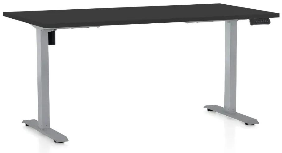 Výškově nastavitelný stůl OfficeTech B, 140 x 80 cm - šedá podnož Barva: Černá