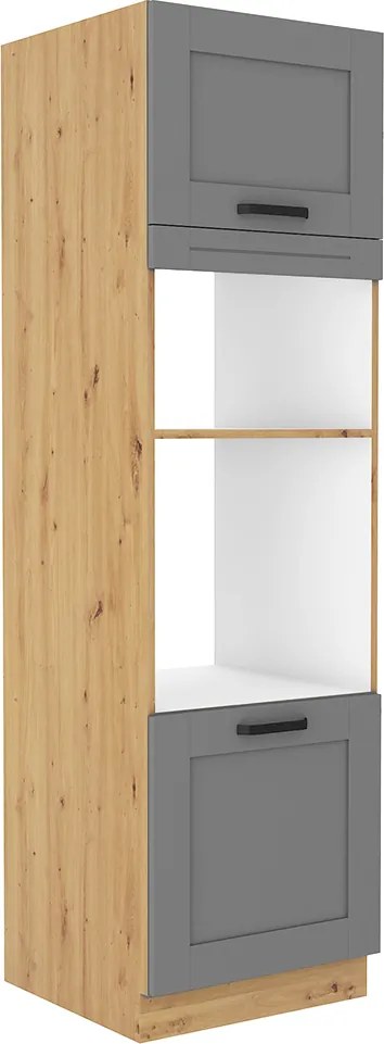 LUNA du | vysoká skříňka 60 DPM-210 2F na vestavnou troubu a mikrovlnku | 60 cm | UNI dvířka | artisan/šedá