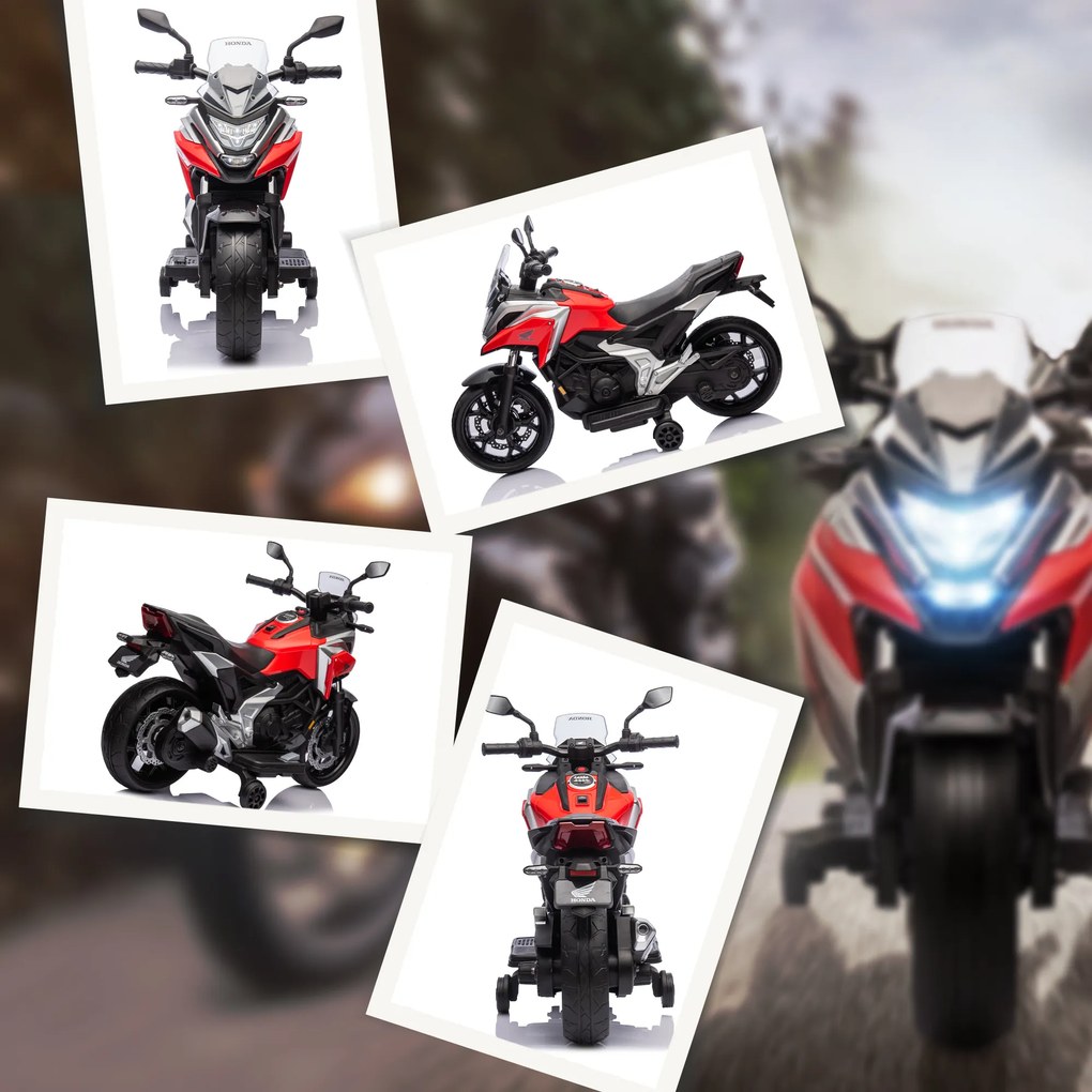AIYAPLAY 12V dětská motorka s MP3, USB, LED světlometem červená