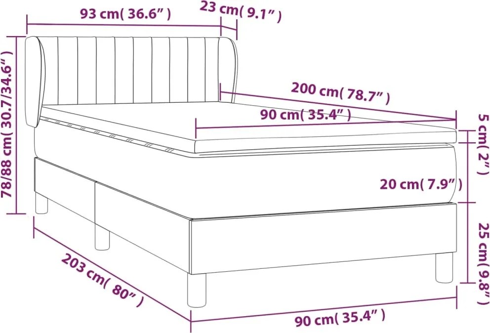 vidaXL Box spring postel s matrací 90x200 cm textil [3126933] Barva: taupe