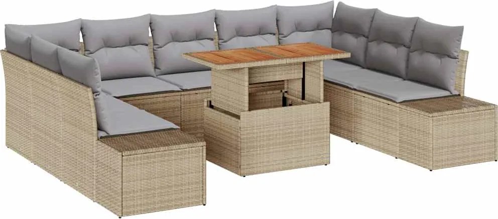 Sada zahradních pohovek 10 ks Beige a šedá 3350007