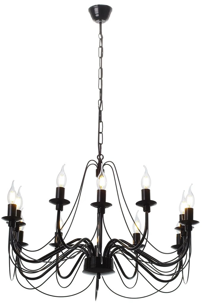 Light for home - Závěsný lustr v černém lesklém provedení 30306 "Isabella", 12x40W, E14, Černá