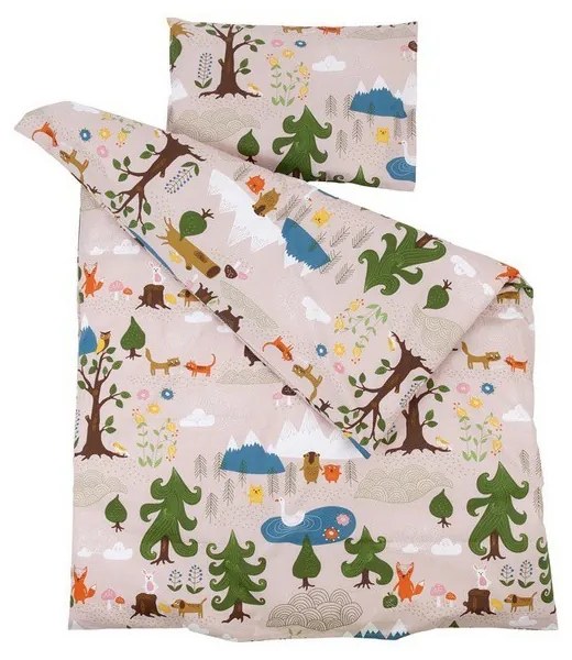 Dětské povlečení do postýlky Little Bear pink 100x130 55x38, Klippan Švédsko