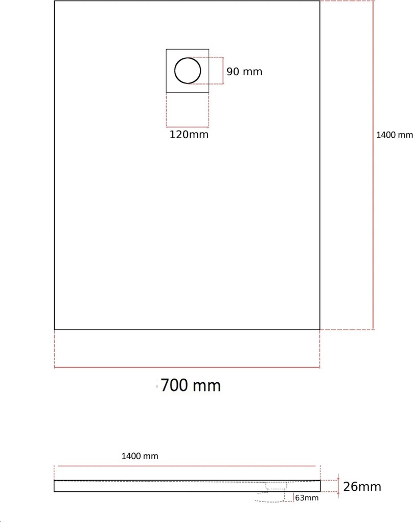 Gamma Erga Oldaf, SMC obdélníková sprchová vanička 140 x 70 cm, bílá matná, ERG-GMA-OL-70140