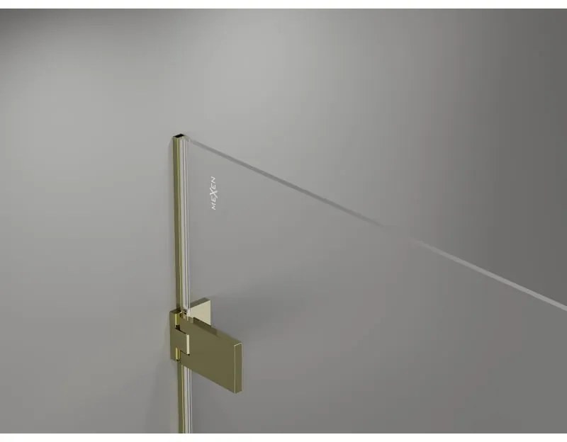 Mexen, Mexen Lunar-F pravé skládací sprchové dveře 95 cm, transparentní, zlaté - 836-095-000-50-00-P