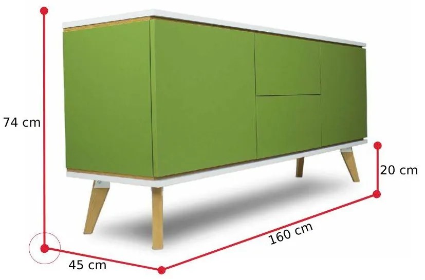 Komoda JORGEN 2+2, 160x74x45, šedá/bílá