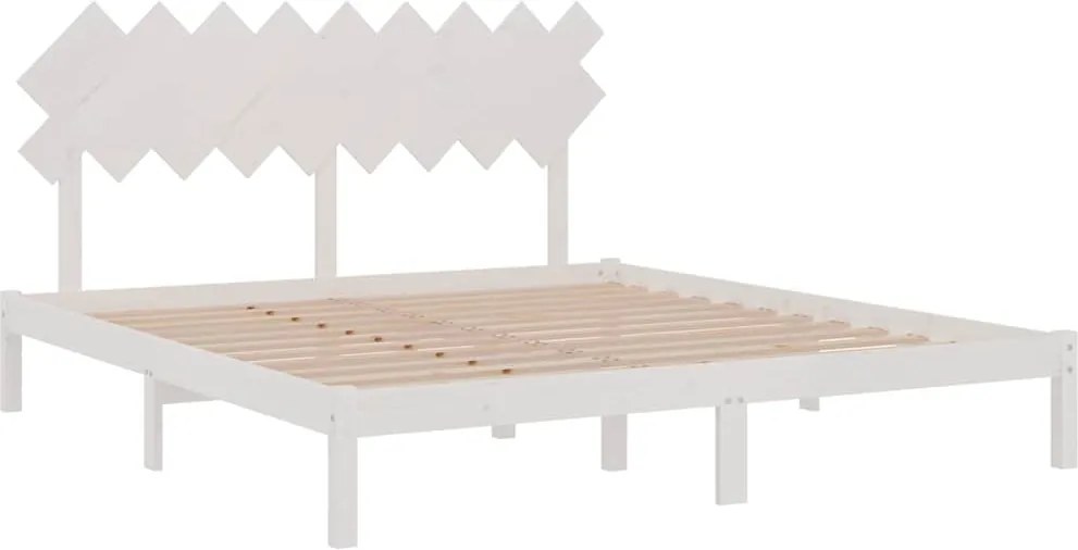 Rám postele bílý 180 x 200 cm Super King masivní dřevo 3104884