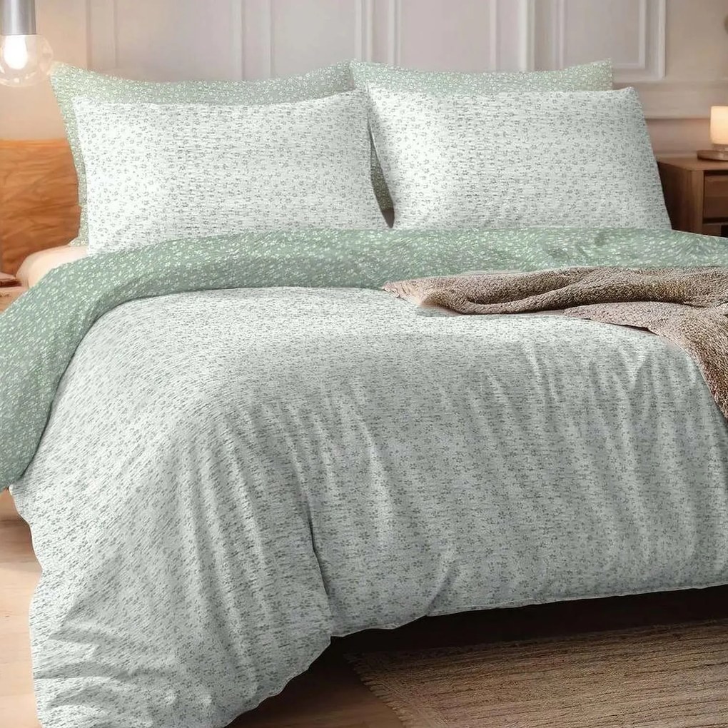 Krepové prodloužené povlečení Venkov - mint - duo Velikost: 140 x 220 + 70 x 90