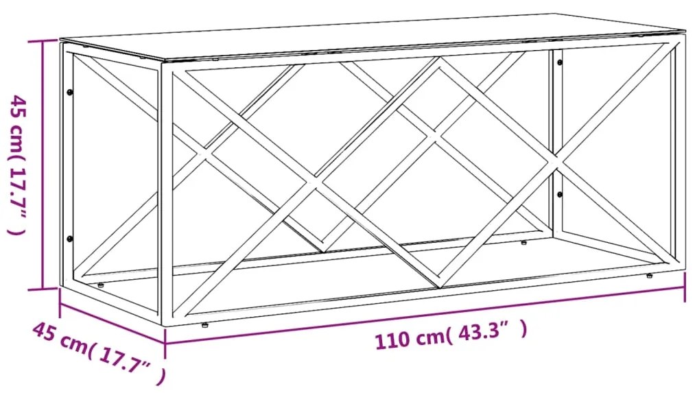 Konferenční stolek 110 x 45 x 45 cm nerezová ocel a sklo - Default Title