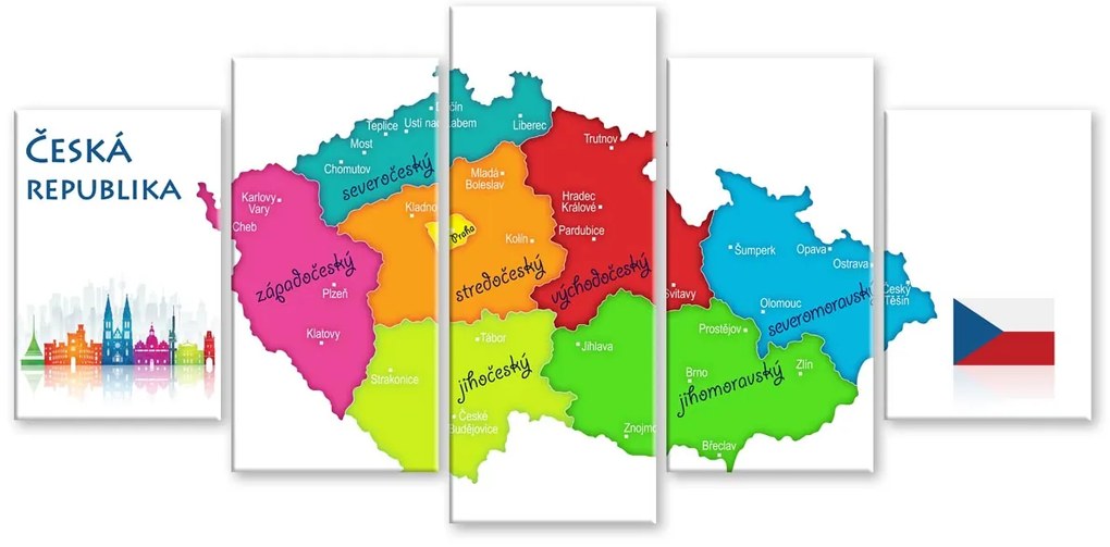 Obraz mapa Česká republika Velikost (šířka x výška): 150x75 cm