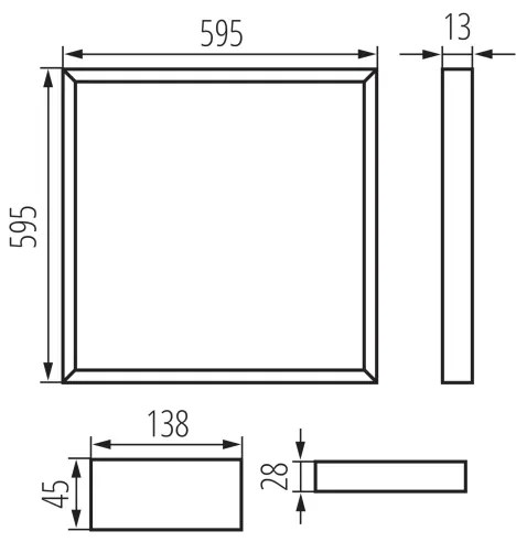 Kanlux 26778 - LED Podhledový rám AVAR LED/32W/230V 4000K UGR<19 59,5x59,5 cm