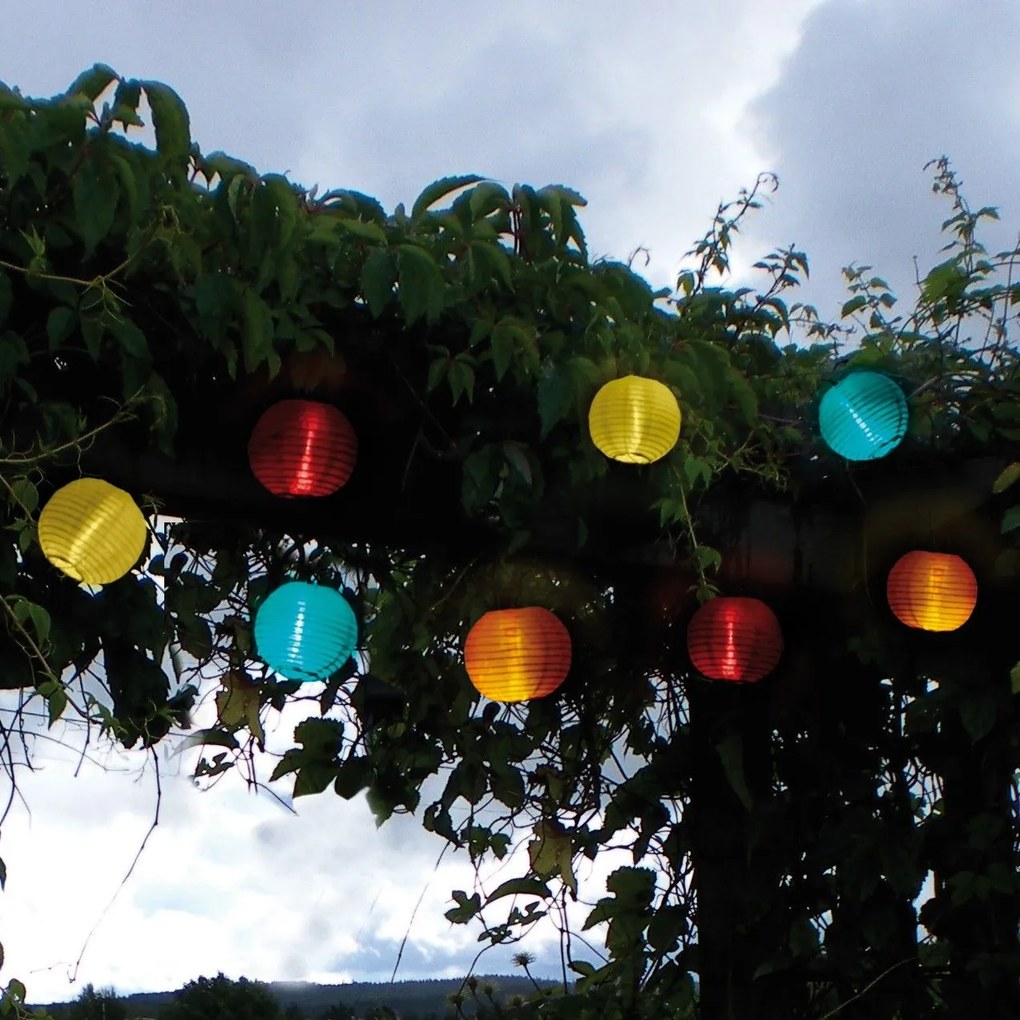 STAR TRADING Světelný lampionový řetěz na solární napájení Festival, multi barva, plast, papír