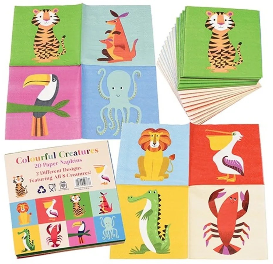 Sada 20 ubrousků Rex London Colourful Creatures