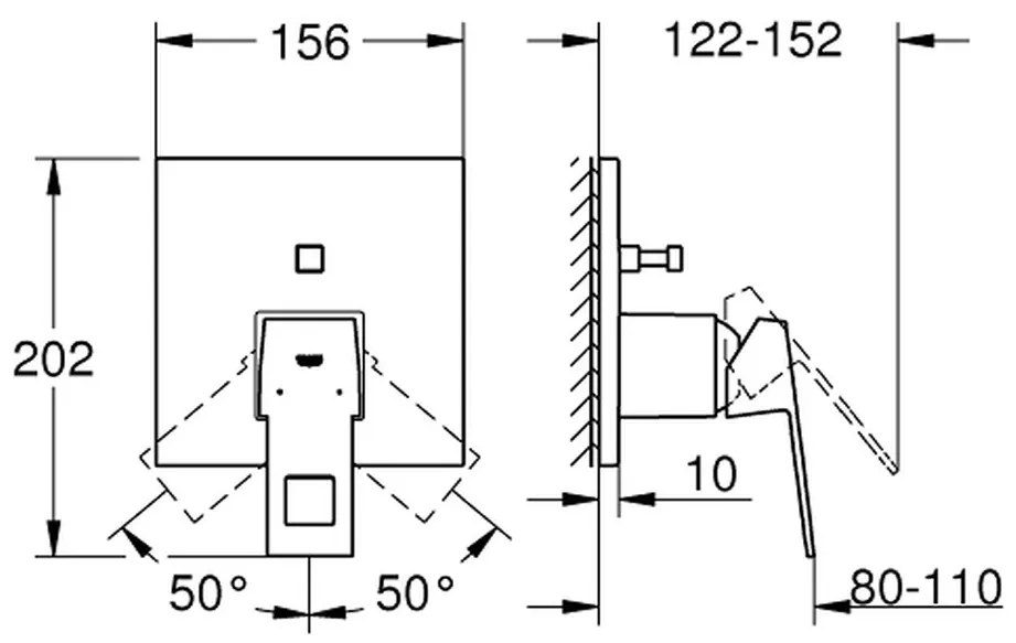 Grohe Eurocube - Páková vanová baterie pod omítku, chrom 24062000