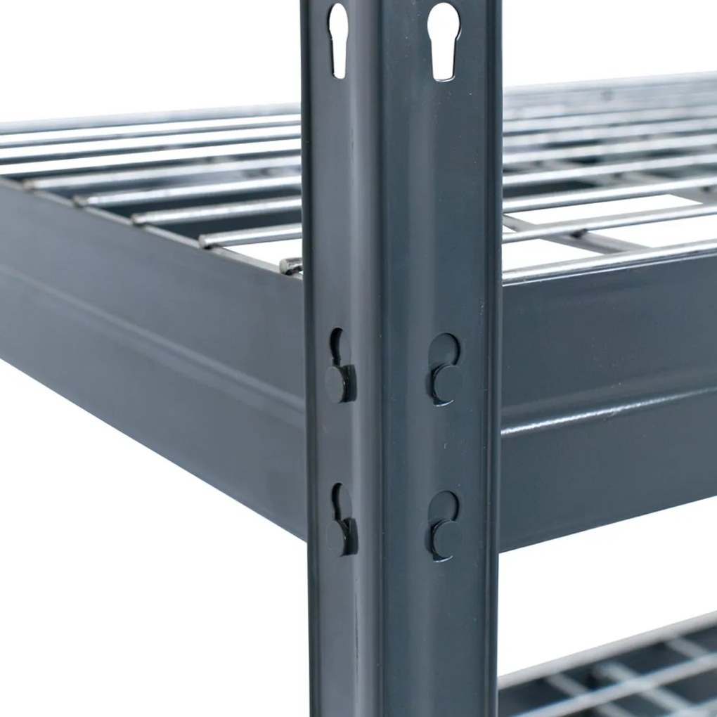 Kovový regál RIVET PRO 180x180x60 ocelová mřížka 4 úrovně antracitová šedá