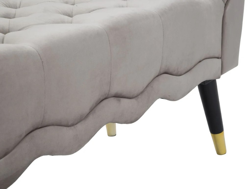 Sametová lavice Mauro Ferretti Galand, 120x40x60 cm, šedá/černá/zlatá