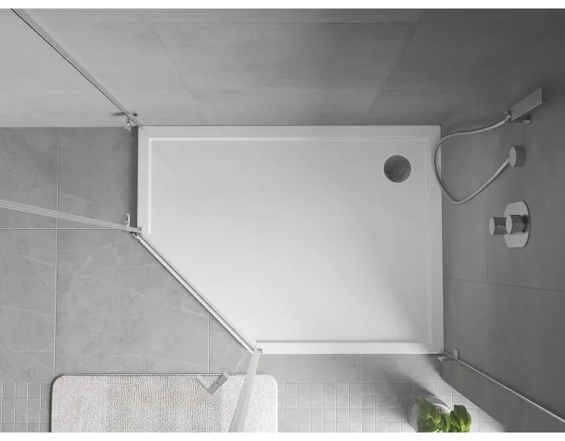 Mexen Flow Slim, pravostranná pětiúhelníková sprchová vanička 90 x 80 cm, bílá lesklá, 46P108090R