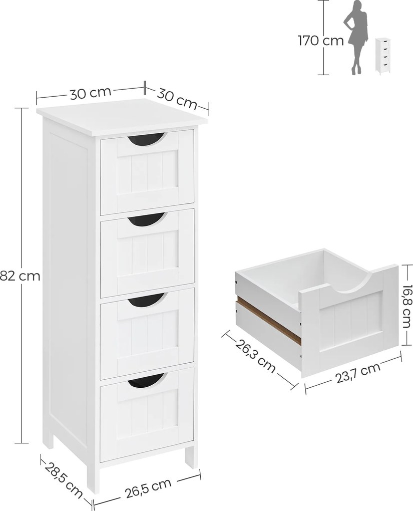 Koupelnová skříňka LEHAC 30x82 cm, bílá