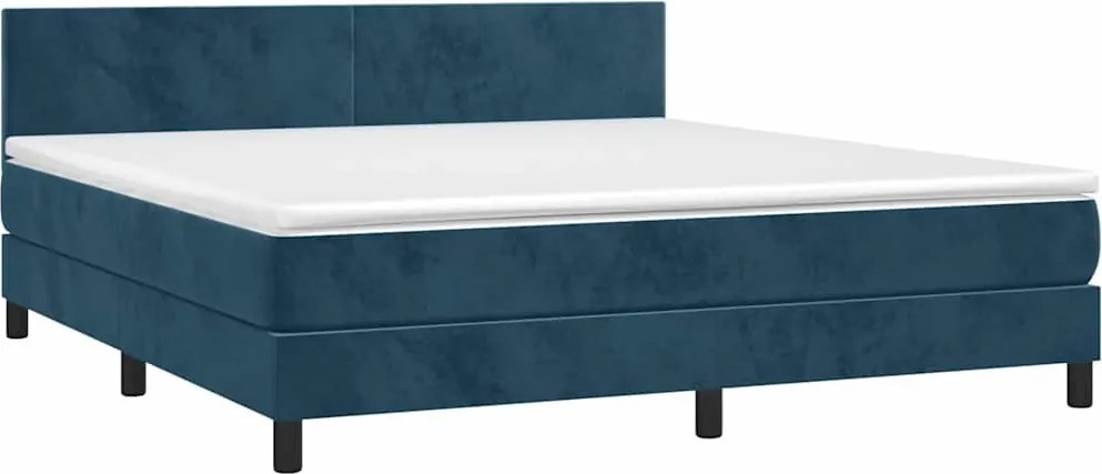 Box spring postel s matrací a LED tmavě modrá 180x200 cm samet 3134301