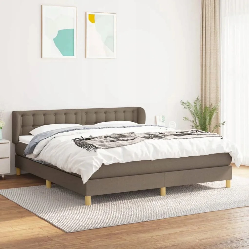 Box Spring Postel S Matrací Textil Taupe tlačítka 160 x 200 cm