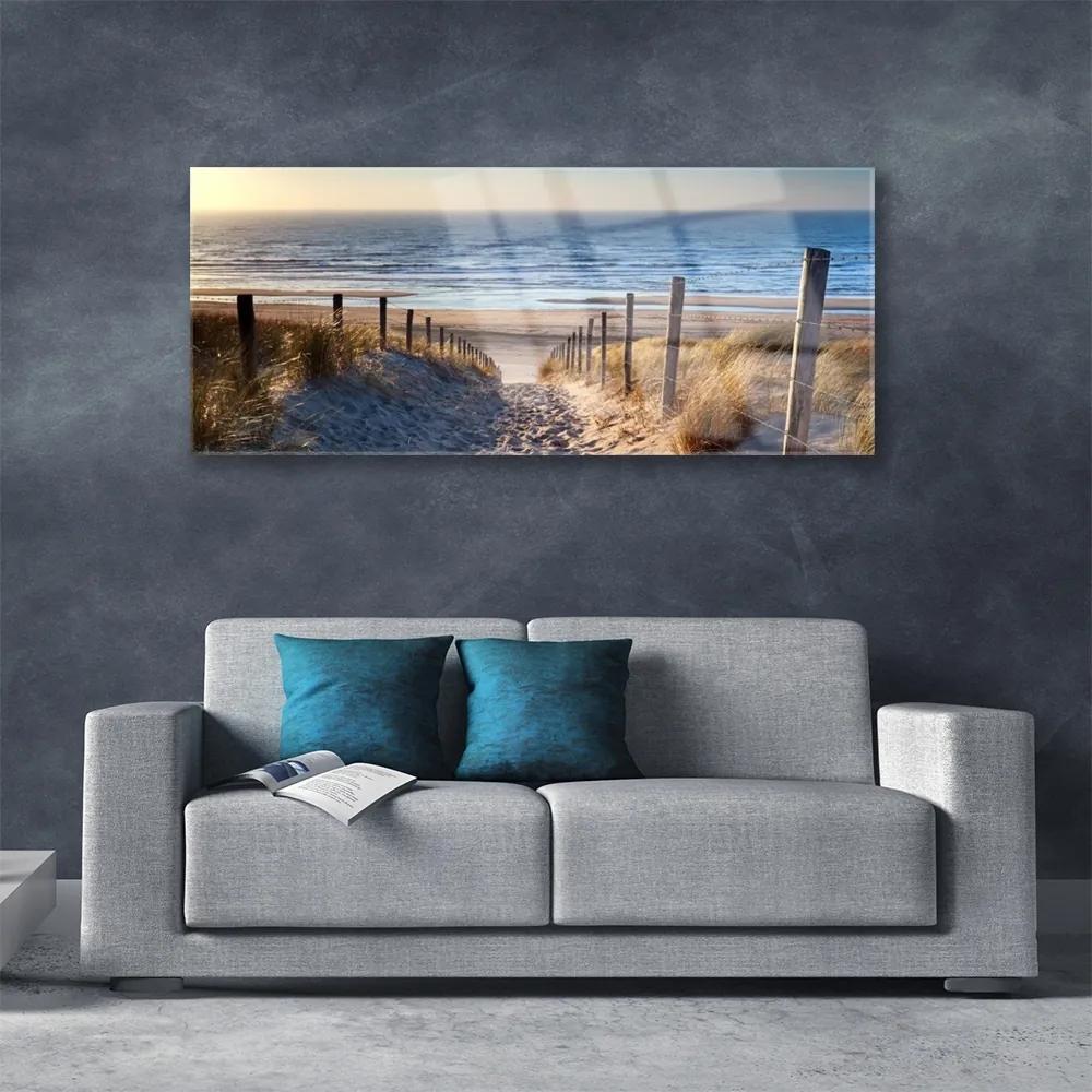 akrylový obraz Pláž Stezka Krajina 125x50 cm