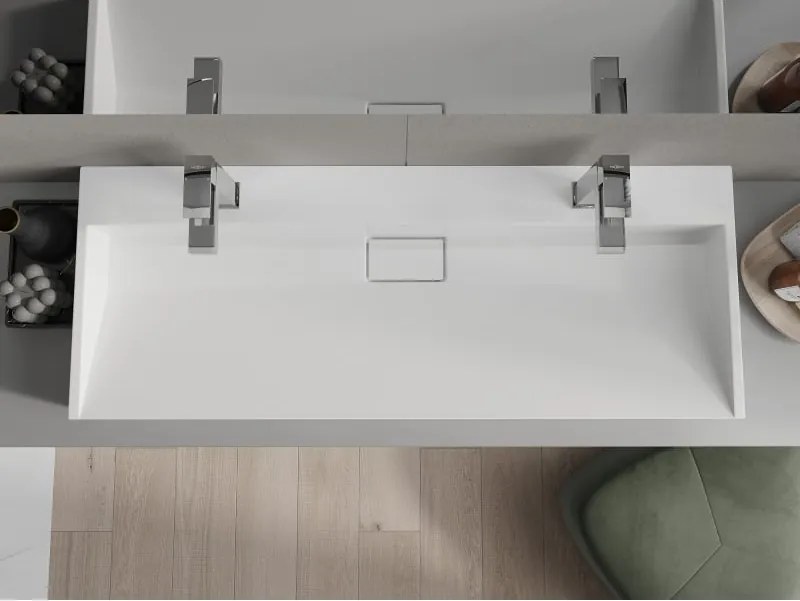 Mexen Ava umyvadlo na desku z konglomerátu 2/O 120 x 46 cm, bílá - 23011202