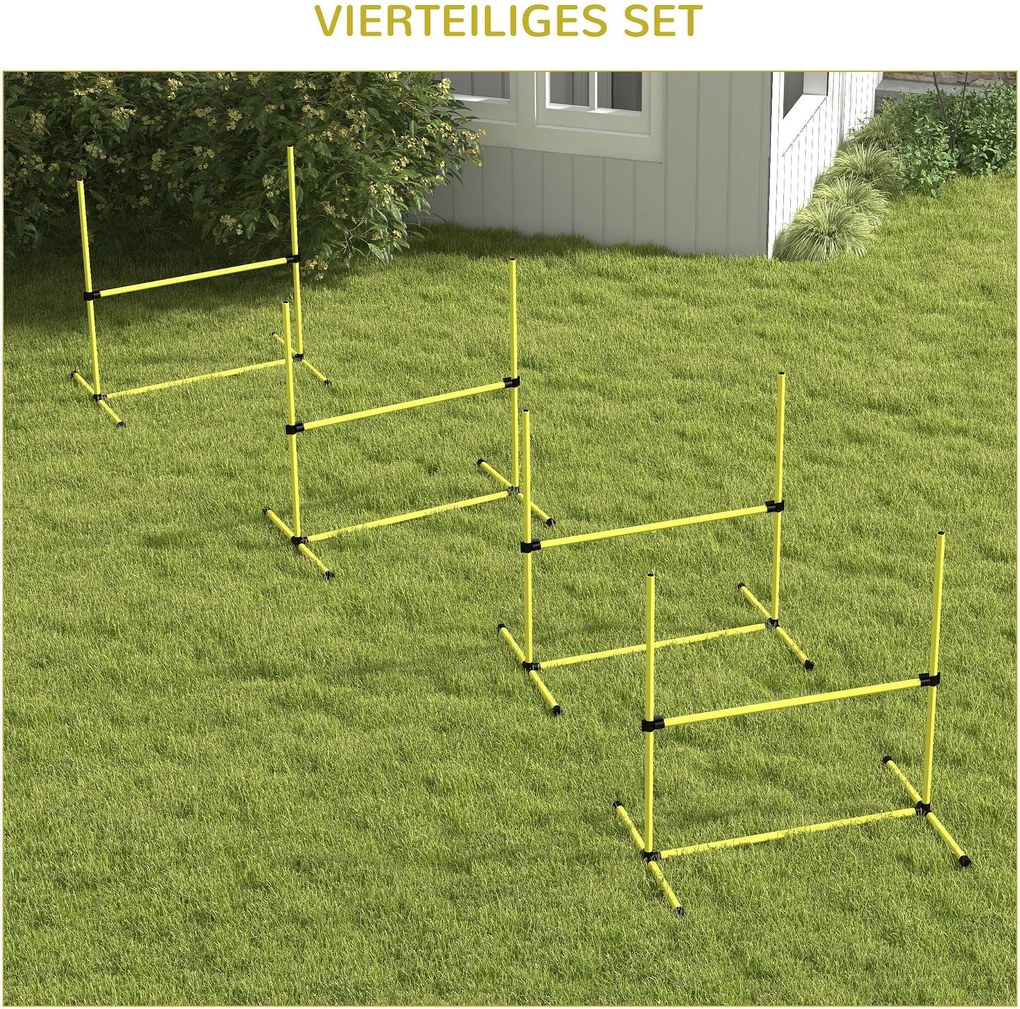 Agility set pro psy PawHut - 4 kusy vybavení pro agility se 4 nastavitelnými překážkami a taškou pro snadné přenášení a koordinaci tréninku