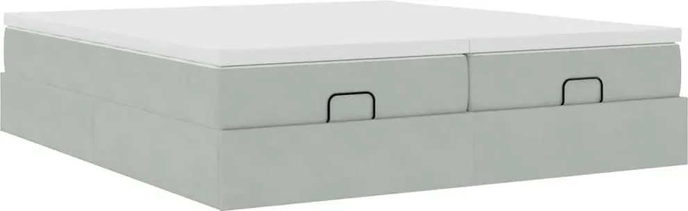 Osmanský rám postele s matracíes světle šedá 200x200cm samet 3311267