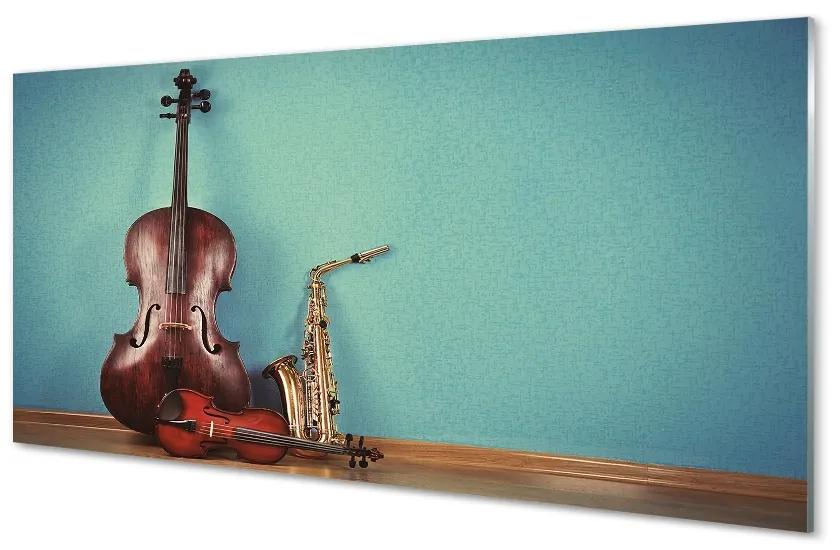 Obraz na skle housle trubka 140x70 cm