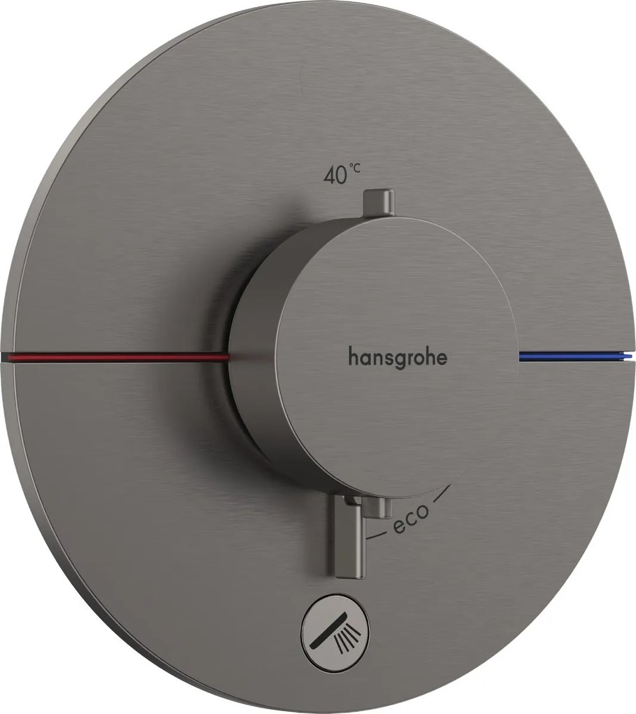 Hansgrohe ShowerSelect Comfort S, termostat pod omítku pro 1 spotřebič a další výtok, kartáčovaný černý chrom, HAN-15562340