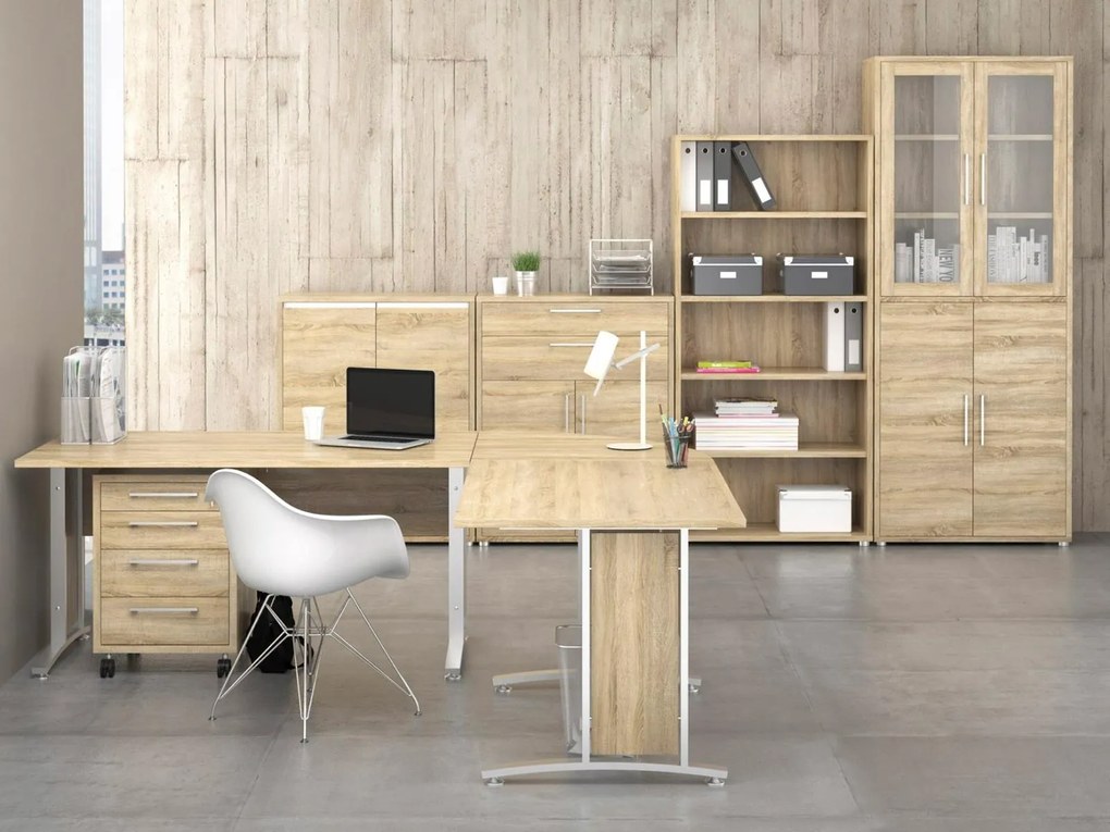 FALCO Knihovna Office 80400/102 dub sonoma/sklo