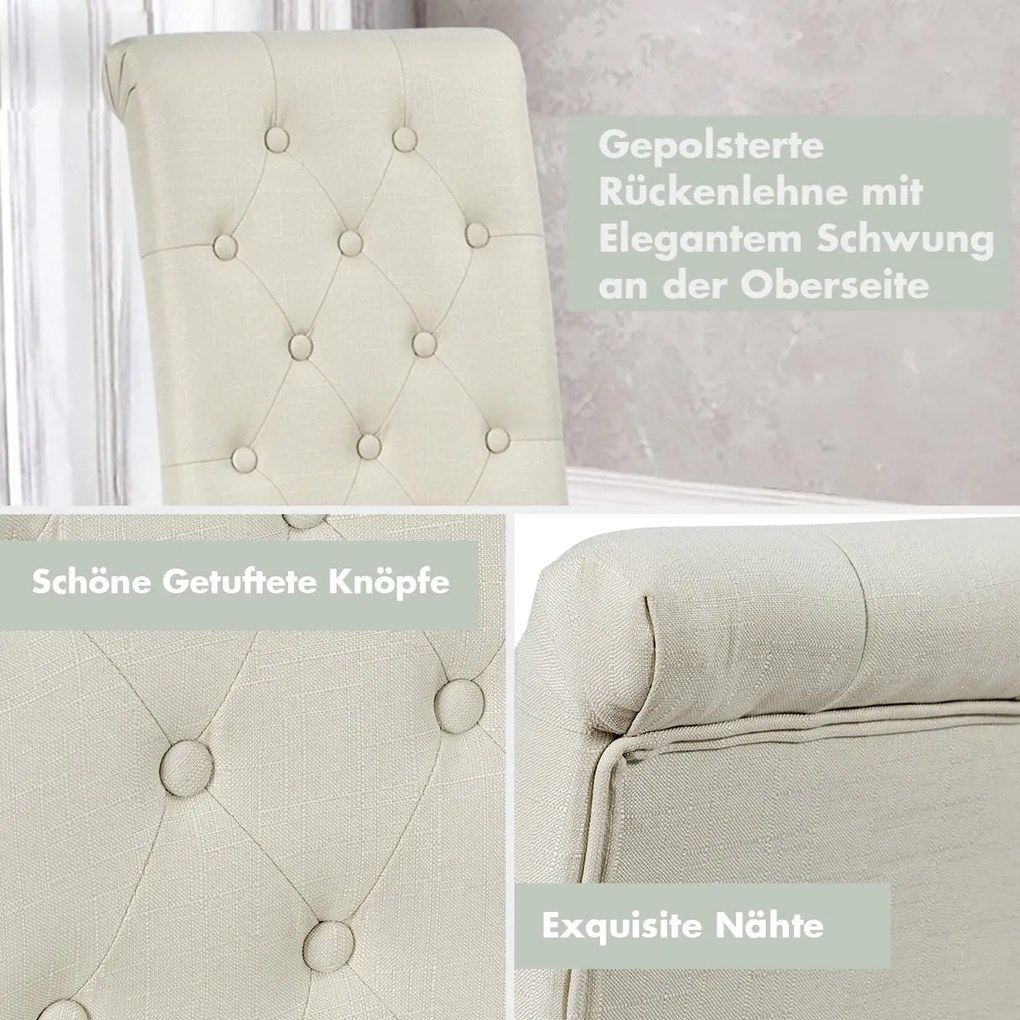 Costway Sada 2 knoflíkových všívaných jídelních židlí Polstrované látkové židle