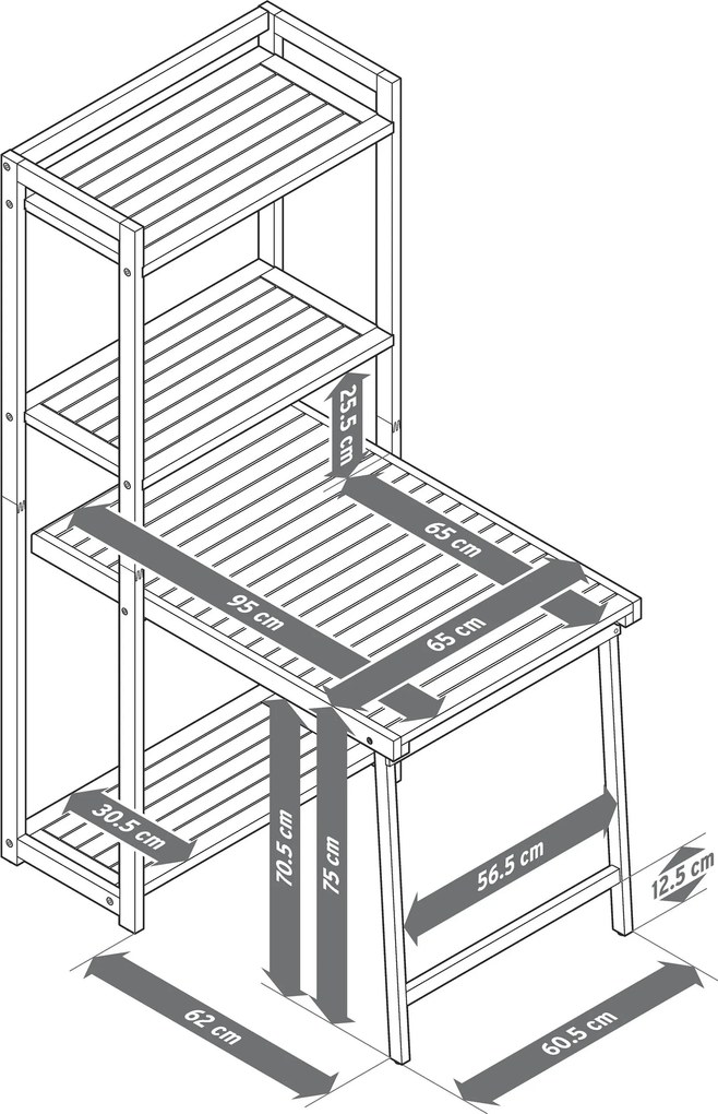 Tchibo - Balkónová jídelní souprava »Lenja« s regálem - barva: hnědá