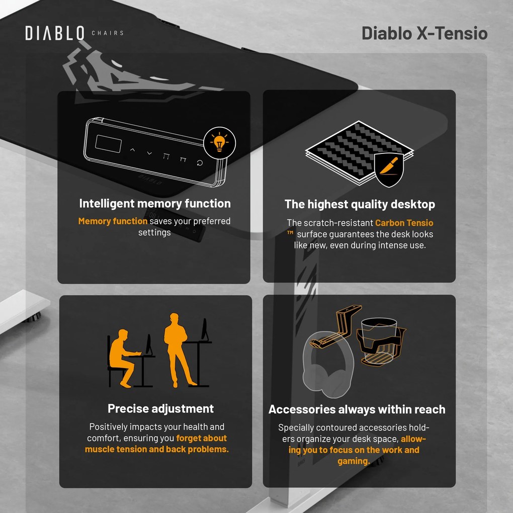 Výškově nastavitelný stůl 110 cm bílý: Diablo X-Tensio 1100
