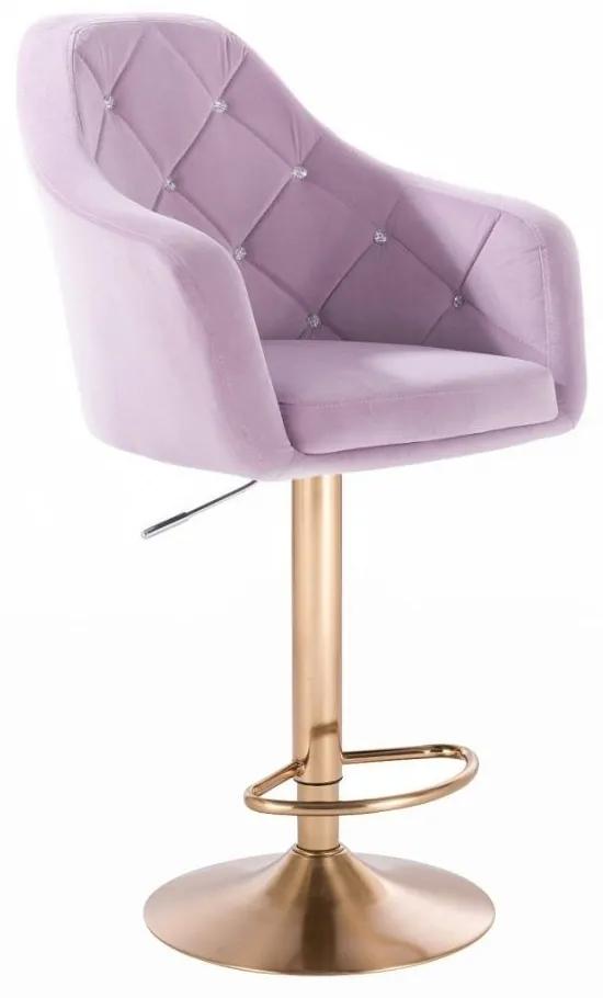 LuxuryForm Barová židle ROMA VELUR na zlatém talíři - fialový vřes