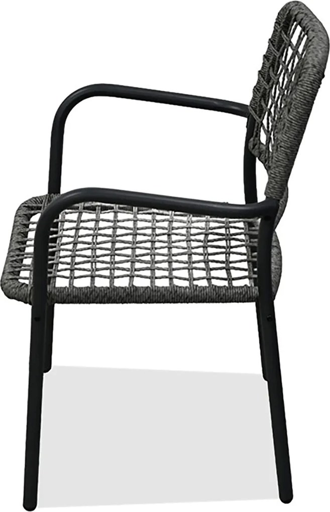 Balkónový set ROMIRA 1+2 - šedý polyratan / šedá kovová konstrukce