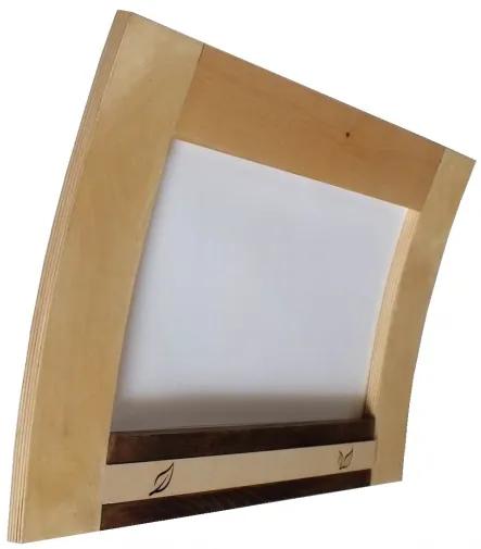 Nástěnný, bukový, mírně prohnutý 3D rámeček s dekoračním páskem, Rámeček dekorace - pásek s listy