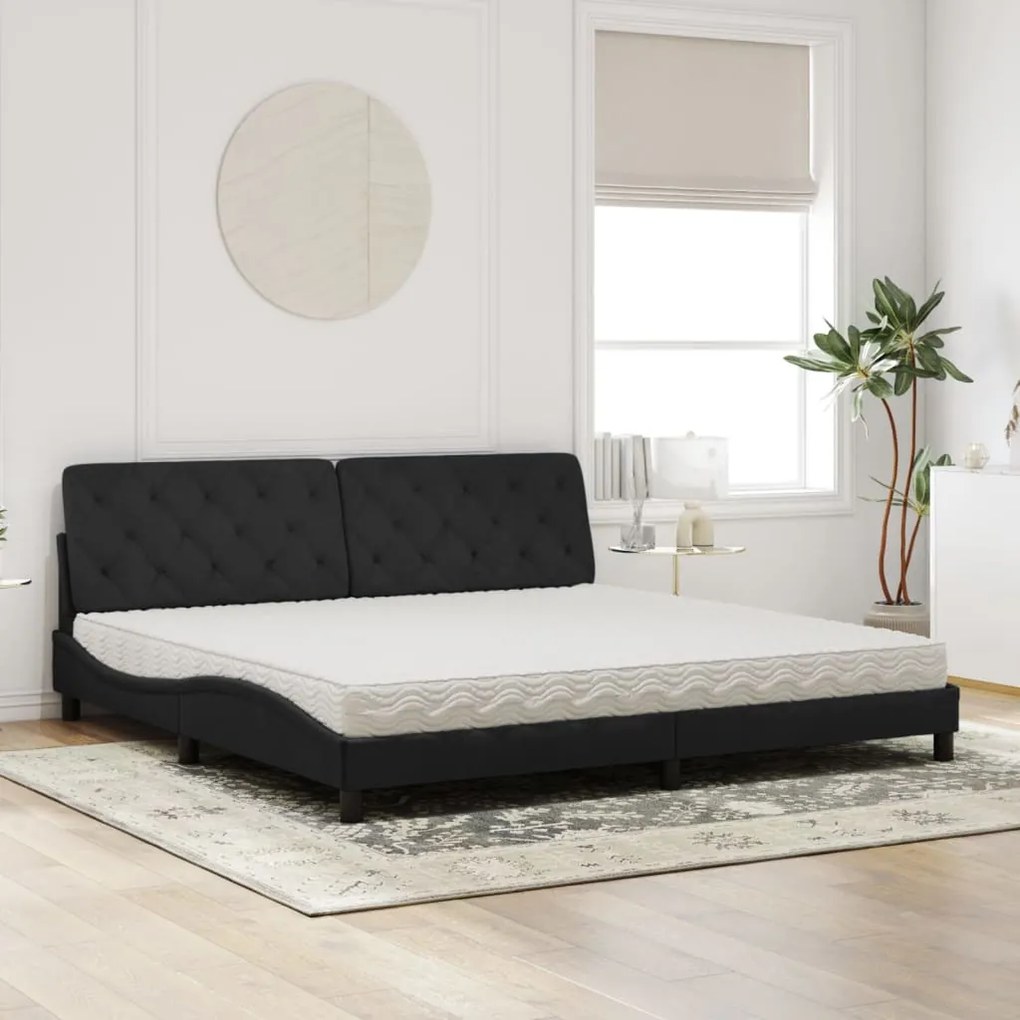 Postel s matrací černá 200 x 200 cm samet 3208678