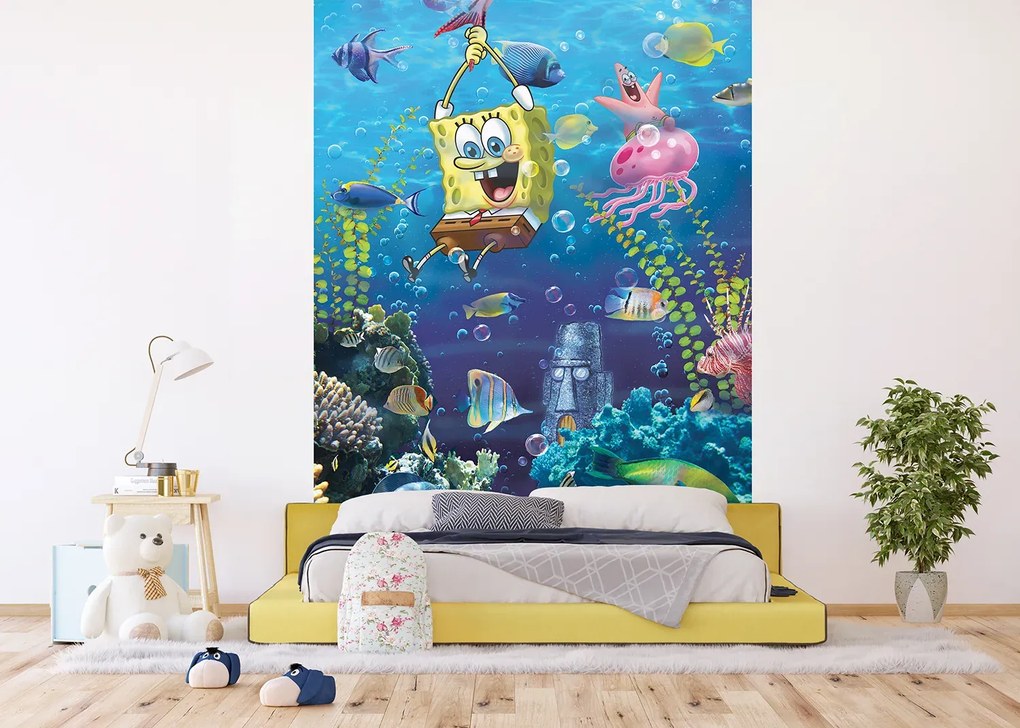 Dětská vliesová fototapeta na zed' Spongebob Podvodní Dobrodružství | 182 x 252 cm | DFTDXL2051
