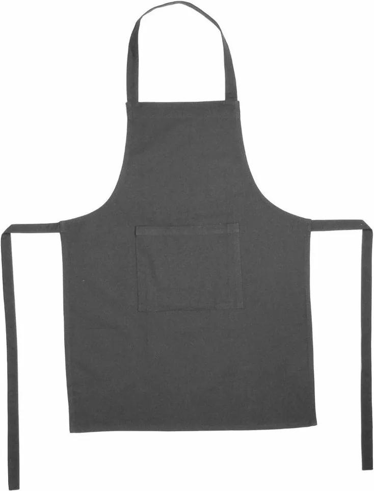 Bavlněná kuchyňská zástěra s kapsou v tmavě šedé barvě | BIANO
