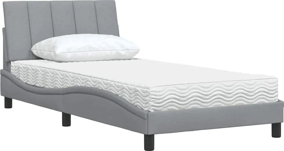Postel s matrací Hanko světle šedá 100 x 200 cm textil 3310510