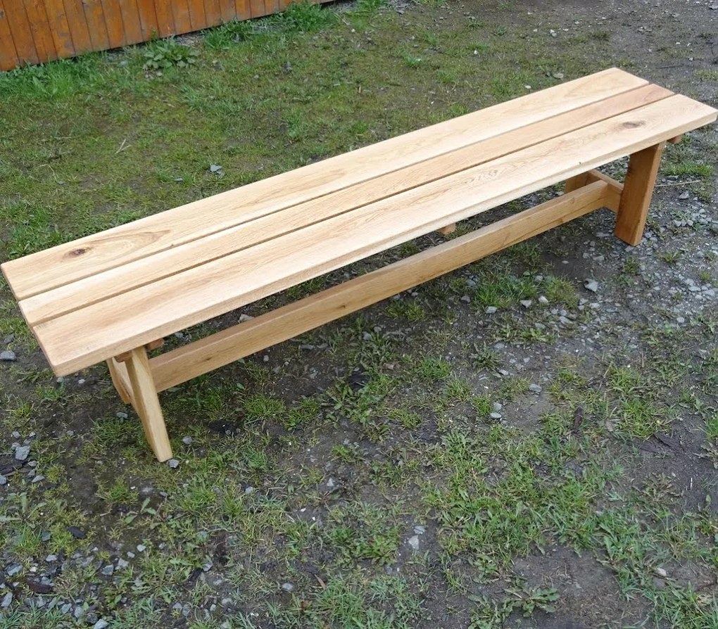 KULHÁNEK Zahradní lavice bez opěradla - přírodní Délka: 160 cm, Odstín nátěru: lazura - dub